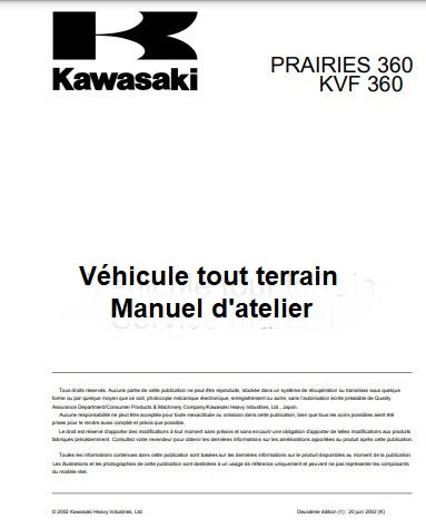 Manuel d'atelier Kawasaki 360 KVF Prairie 2003 français – Docautomoto